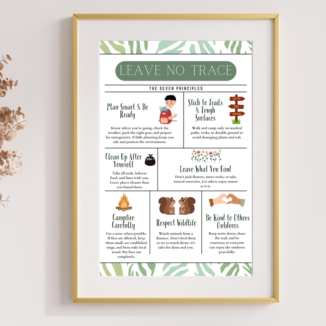 Leave No Trace Poster: 7 Principles, Hiking & Camping Ethics (digital ...