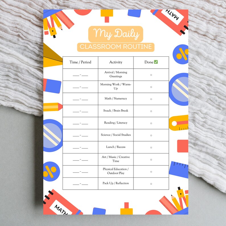 Classroom Routine Chart Printable | Flexible Daily Schedule A4 ...