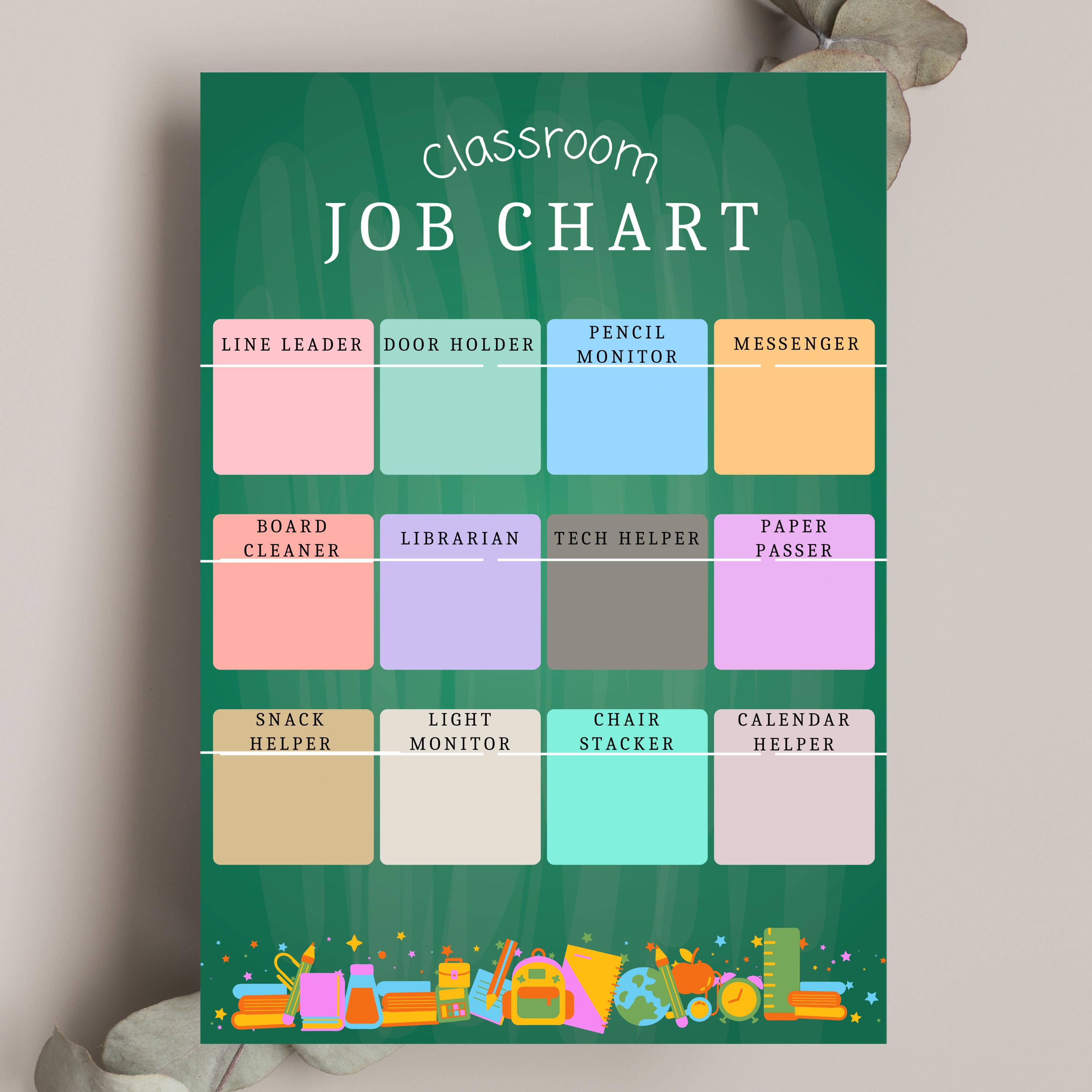 Editable Classroom Job Chart Printable: Teacher Helper, Homeschool (PDF ...