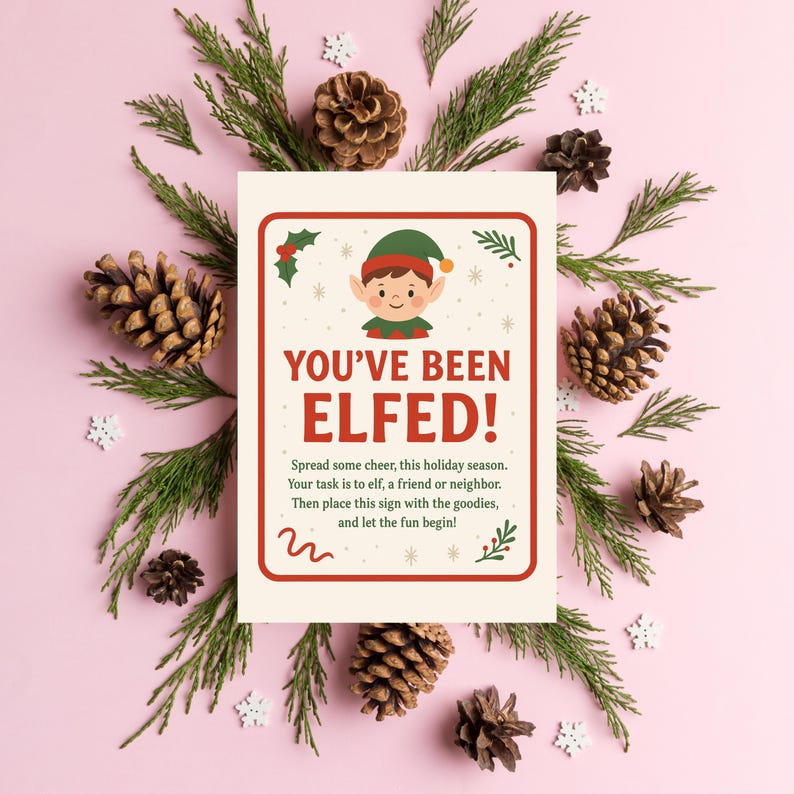 You've Been Elfed Sign | Christmas Neighbor Gift (digital Download ...