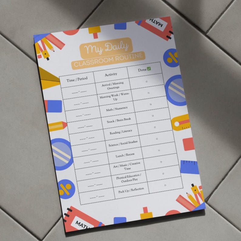 Classroom Routine Chart Printable | Flexible Daily Schedule A4 ...