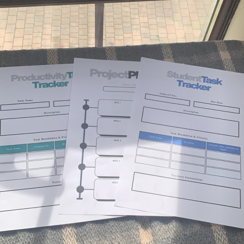 A4 Printable Task Tracker Bundle: Project Planner, Student Organizer ...