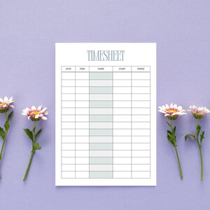 Printable Timesheet Template | Editable Work Log | Employee Time ...
