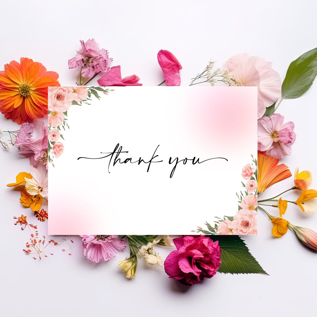 Printable Thank You Card | Elegant Floral Thank You Note | Wedding ...