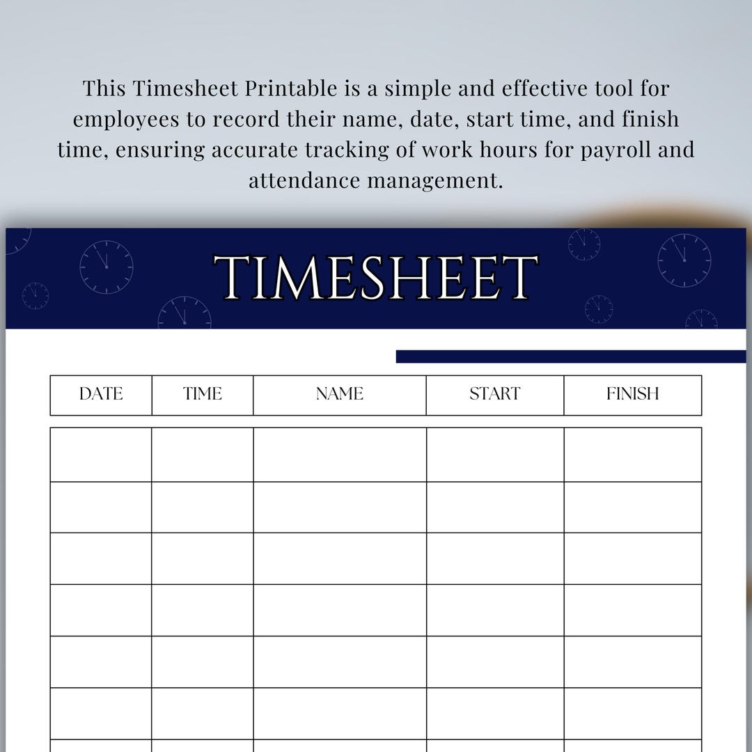 Timesheet | Printable Timesheet | Employee Time Tracker | Work Schedule ...