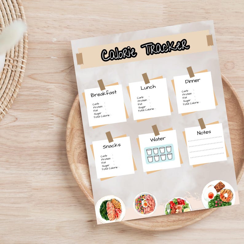 Calorie Tracker Printable 8.5x11 - Daily Meal & Macro Log PDF - Food ...