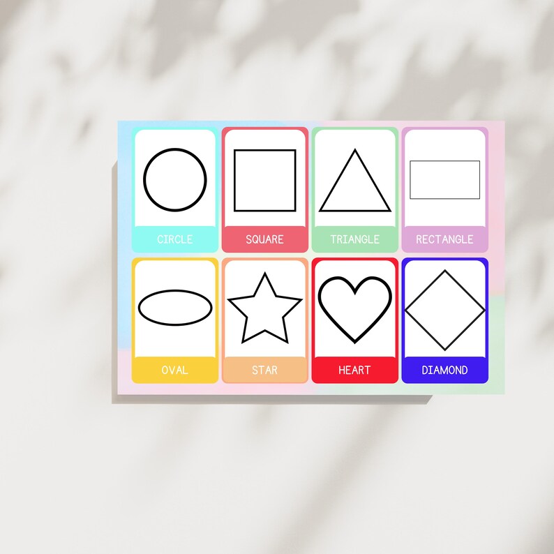Shape Flashcards for Kids | A4 Printable Shapes Chart | Preschool ...