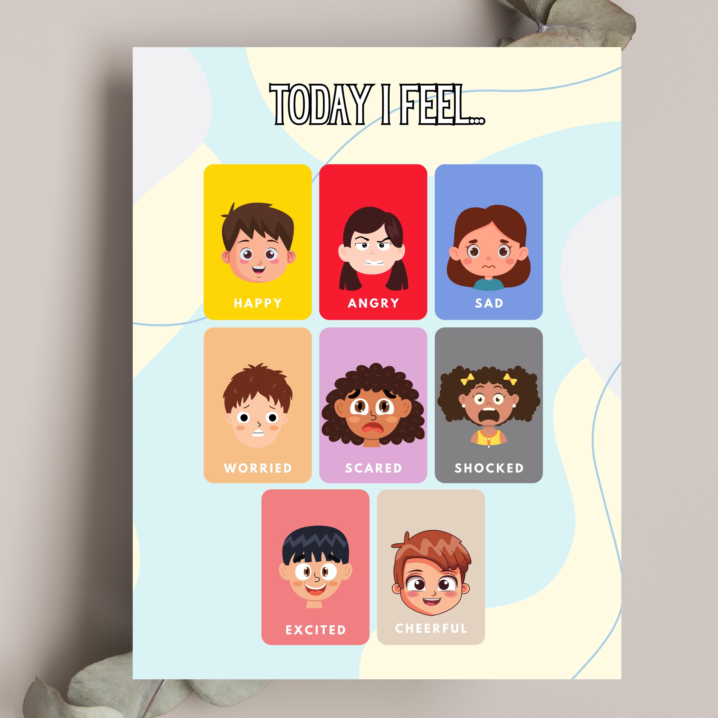 Feelings and Emotions Chart for Kids | 8.5x11 Printable Poster ...