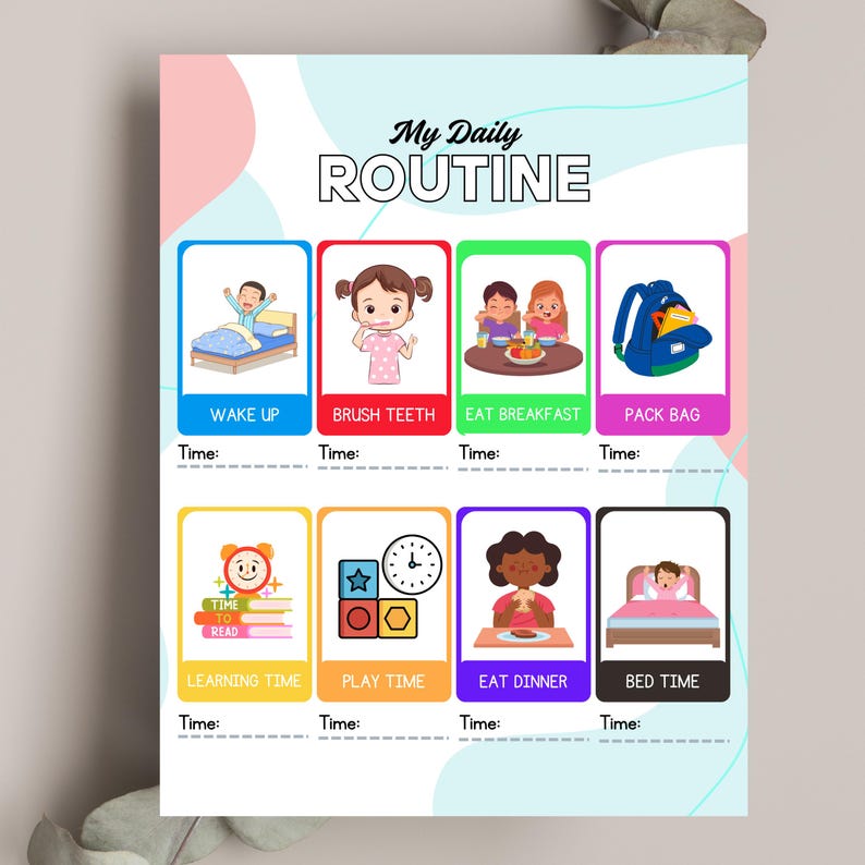 Daily Routine Chart for Kids Printable | Visual Schedule for Toddlers ...
