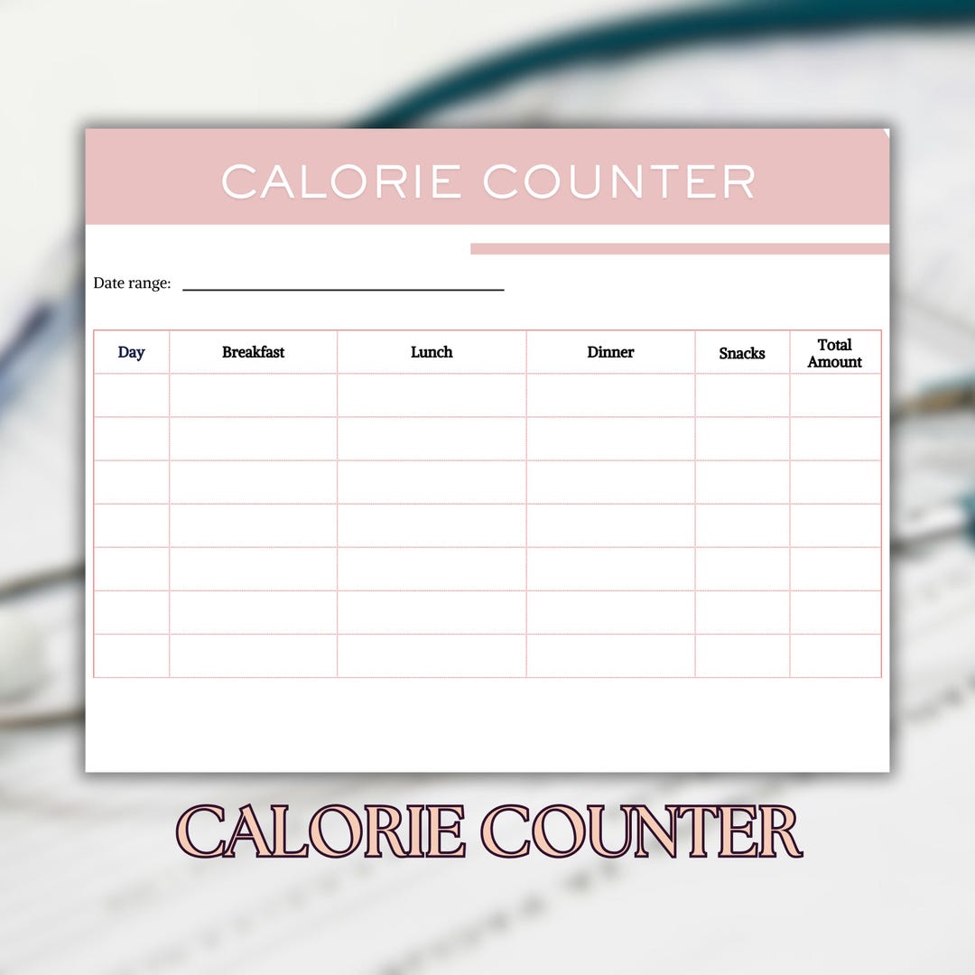 Printable Calorie Counter: Daily Diet Tracker (digital Download) - Etsy