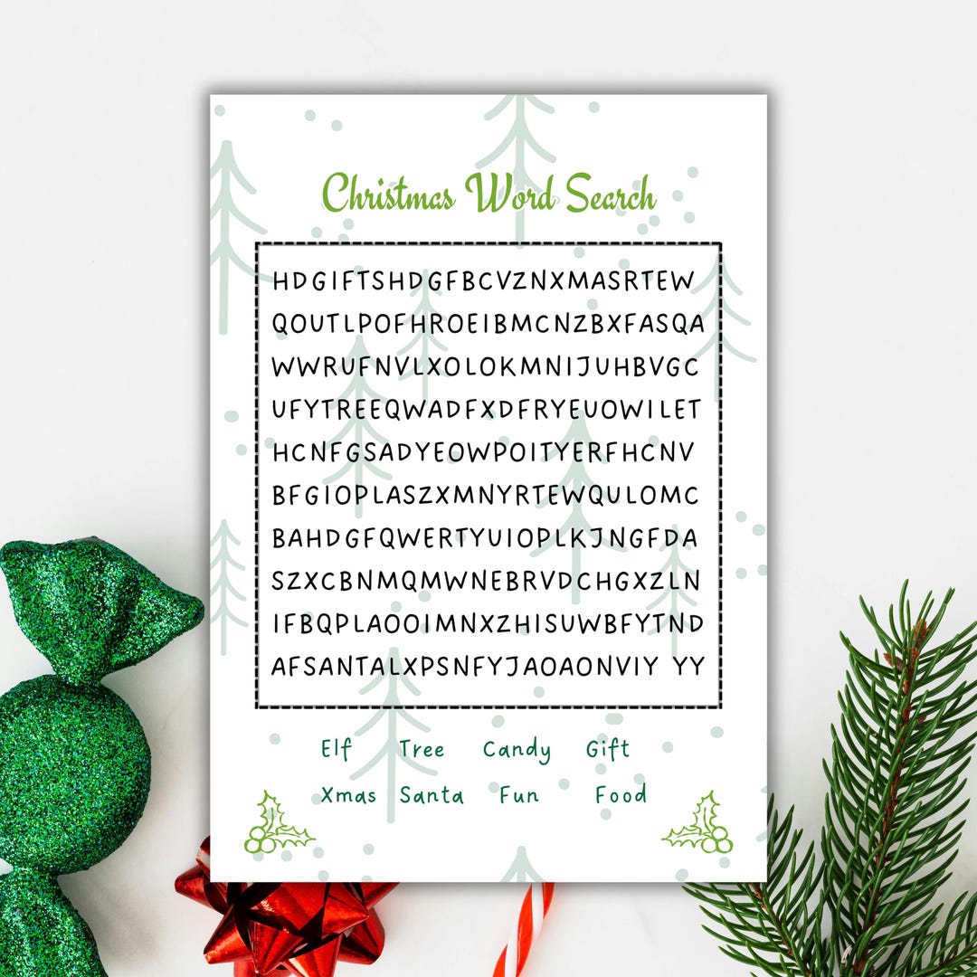 Word Search | Digital Print | Holiday Activity Sheet | Festive Puzzle ...
