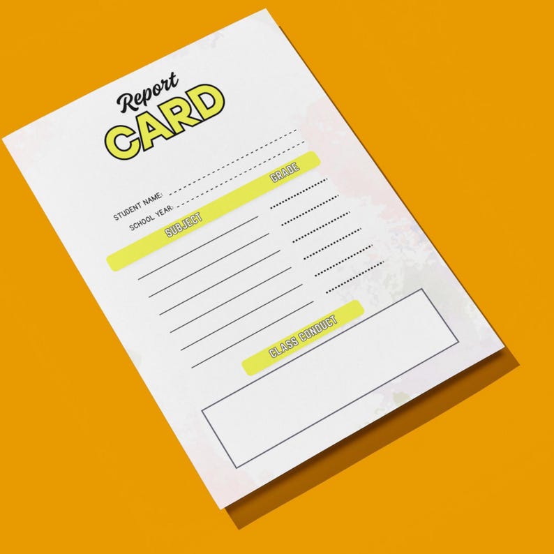 Printable Report Card Template | Editable School Report PDF ...
