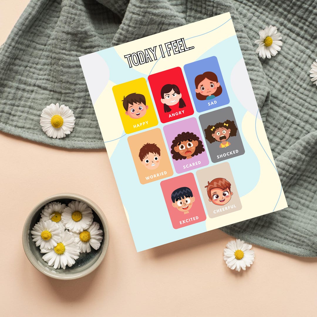 Feelings and Emotions Chart for Kids | 8.5x11 Printable Poster ...