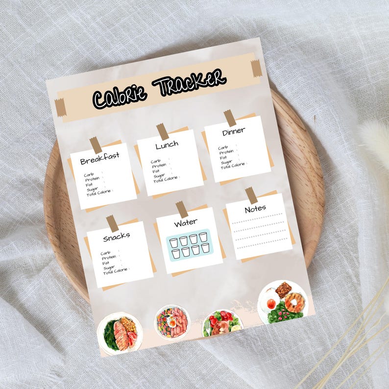 Calorie Tracker Printable 8.5x11 - Daily Meal & Macro Log PDF - Food ...