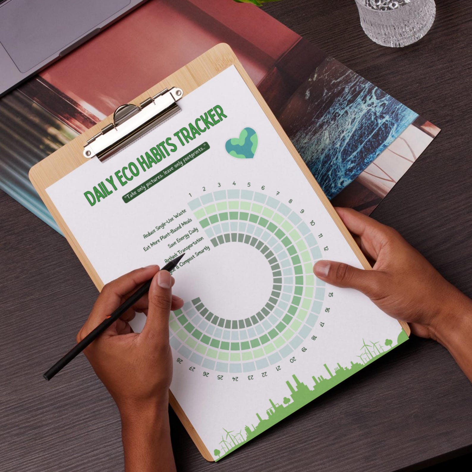 Daily Eco Habits Tracker Printable A4 • Minimalist Sustainability ...