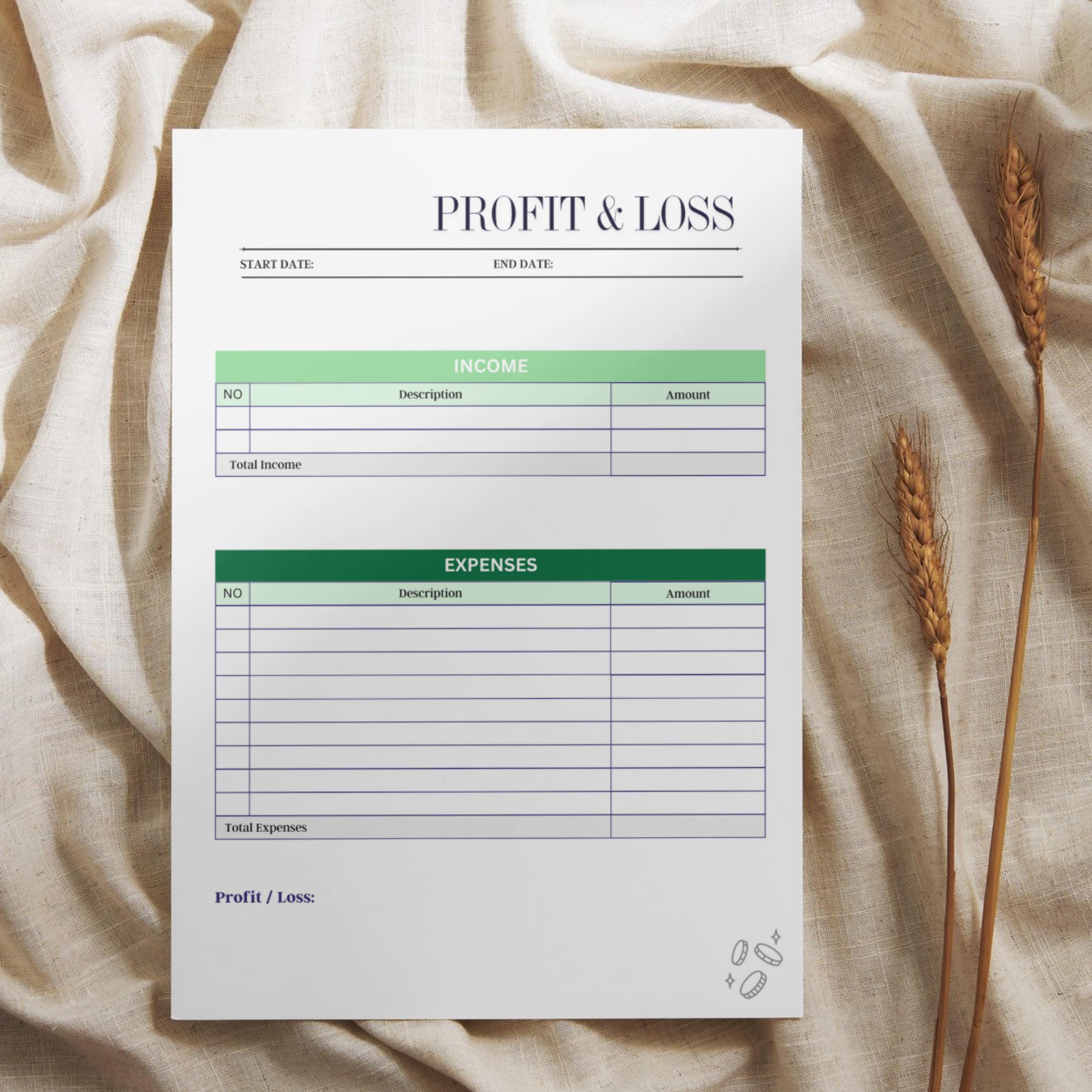 Profit and Loss Printable | Business Planner Sheet | Income and ...