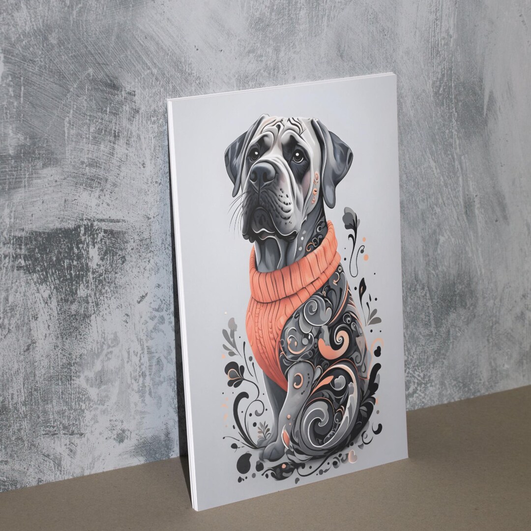 English Mastiff Printable Wall Poster, Intricate Dog Pattern, AI ...
