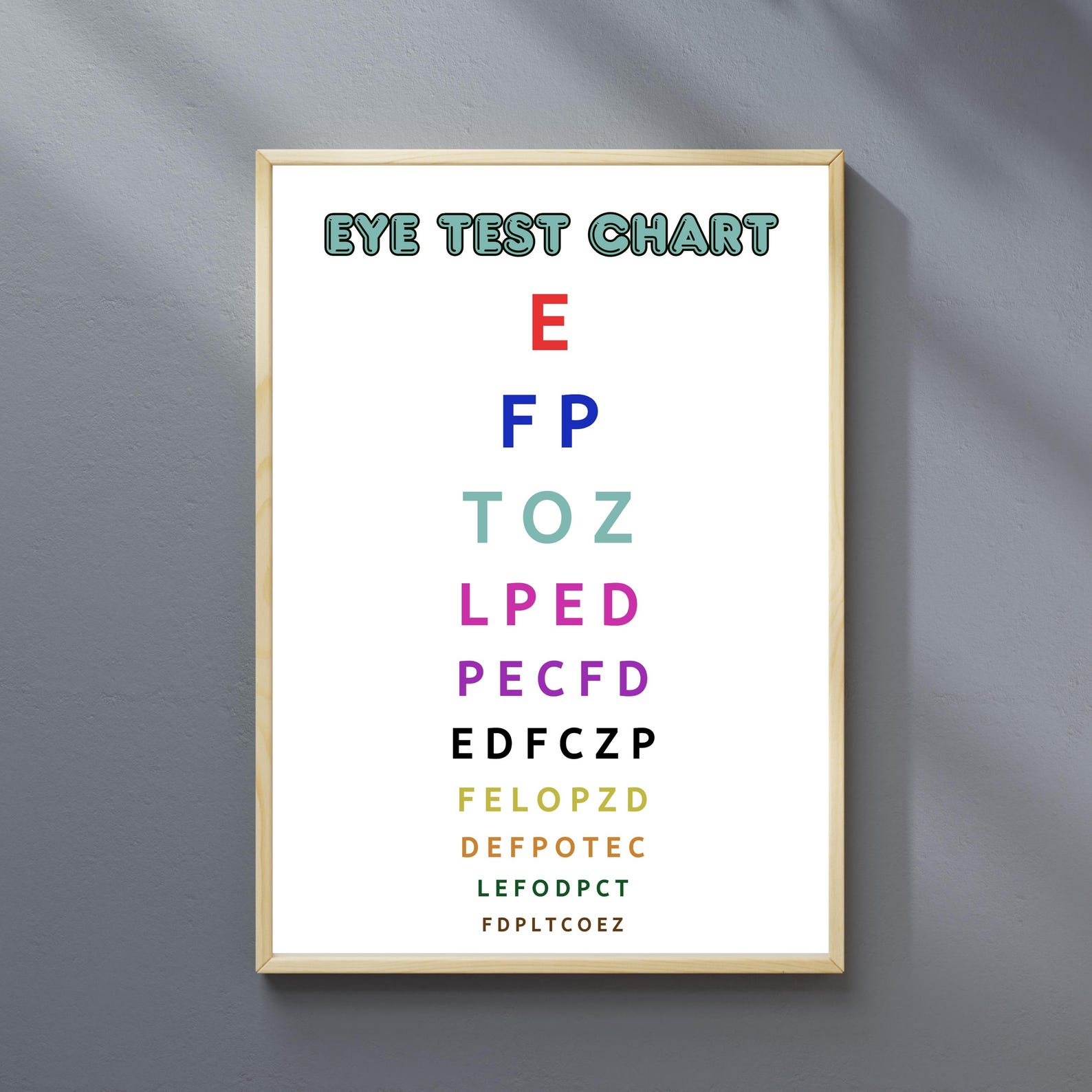 Printable Eye Chart PDF | Minimalist Vision Test Chart | Snellen Style ...