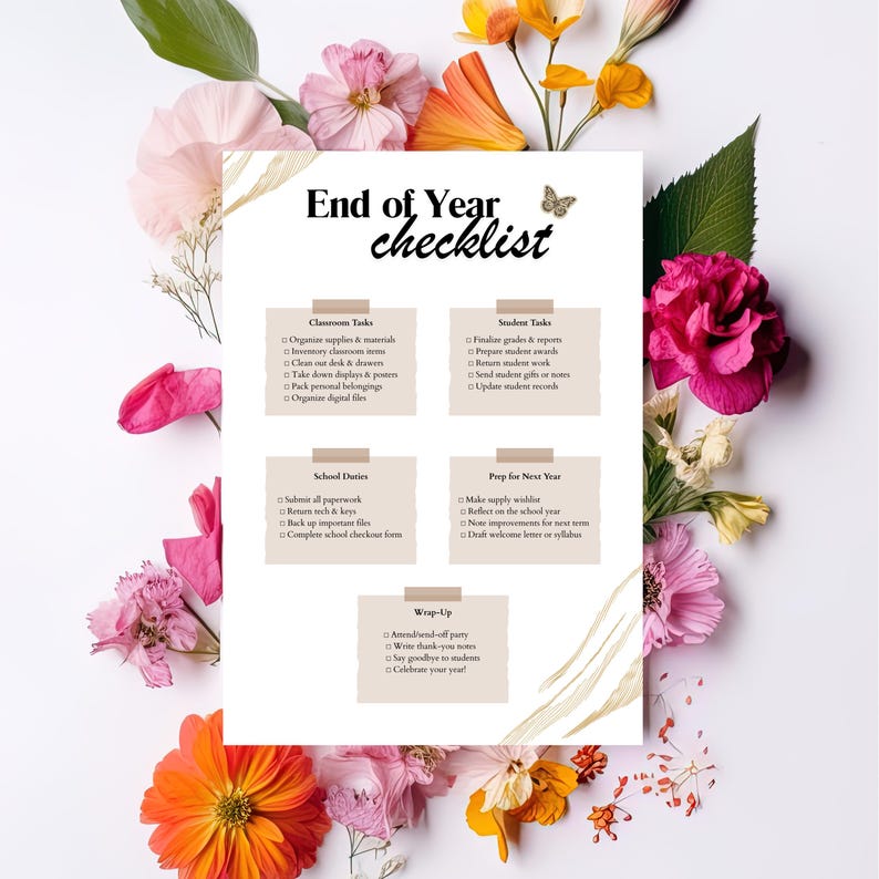 Teacher End of Year Checklist: Classroom Organization (editable PDF) - Etsy