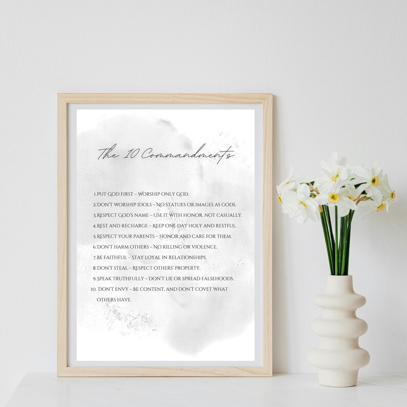 Ten Commandments, Ten Commandments Digital Art, Religious Printable ...