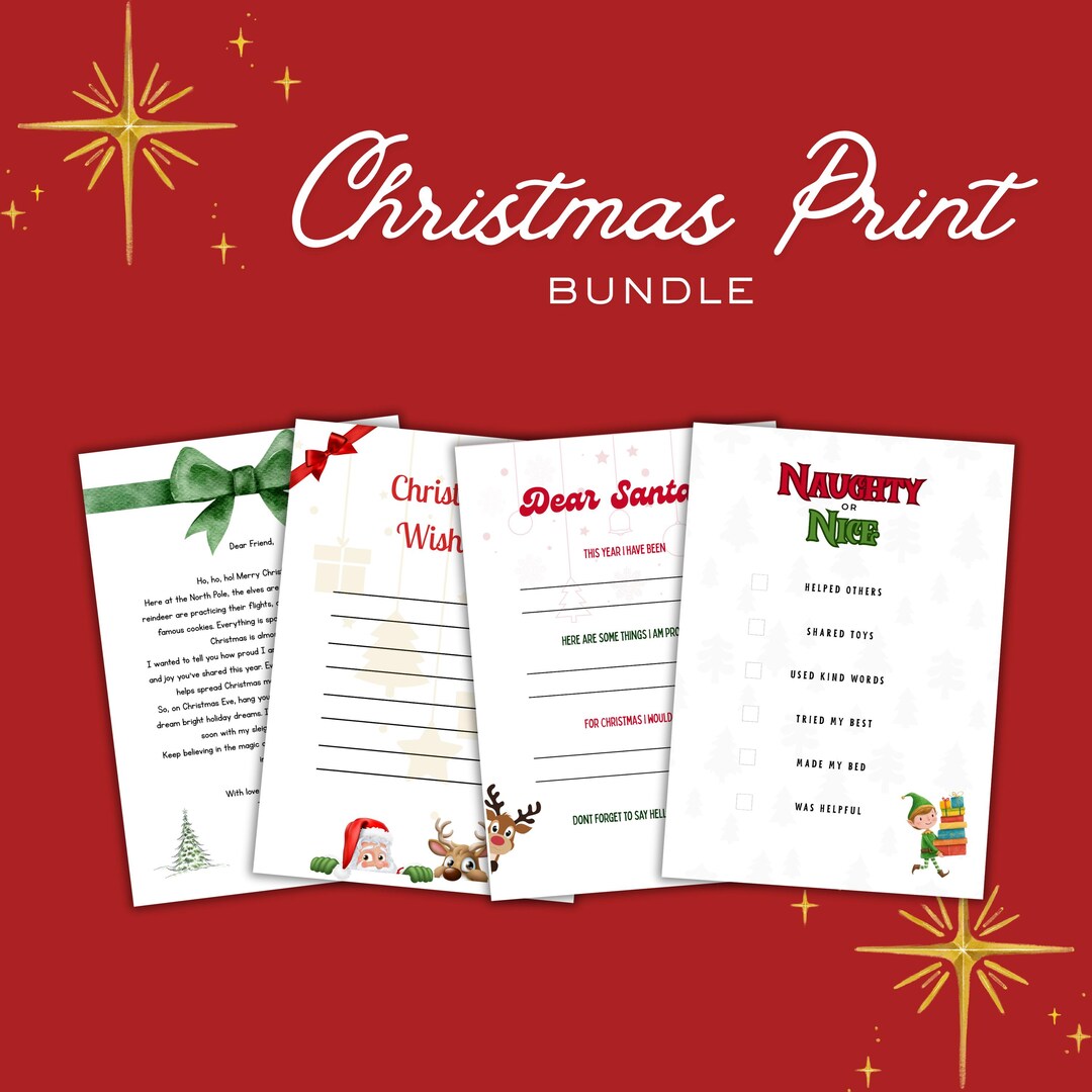 Letter to Santa Printable Kit | Kids Christmas Wish List (PDF) - Etsy
