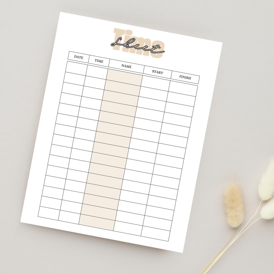 Printable Employee Timesheet Template: Daily Work Log (8.5x11" PDF ...