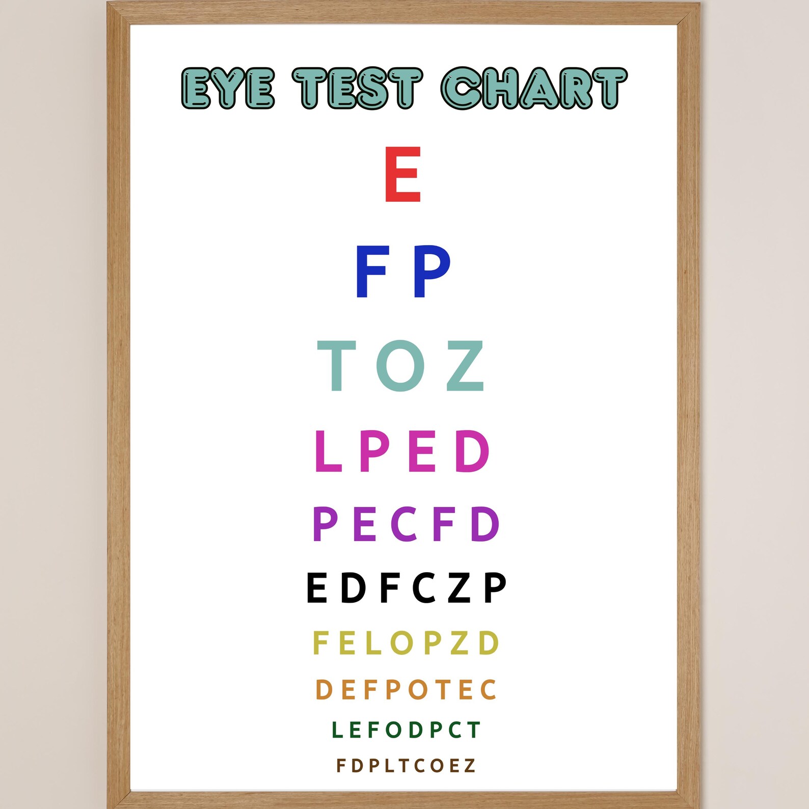 Printable Eye Chart PDF | Minimalist Vision Test Chart | Snellen Style ...