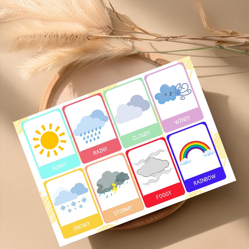 Weather Flashcards for Kids | A4 Printable PDF | Toddler Learning Cards ...