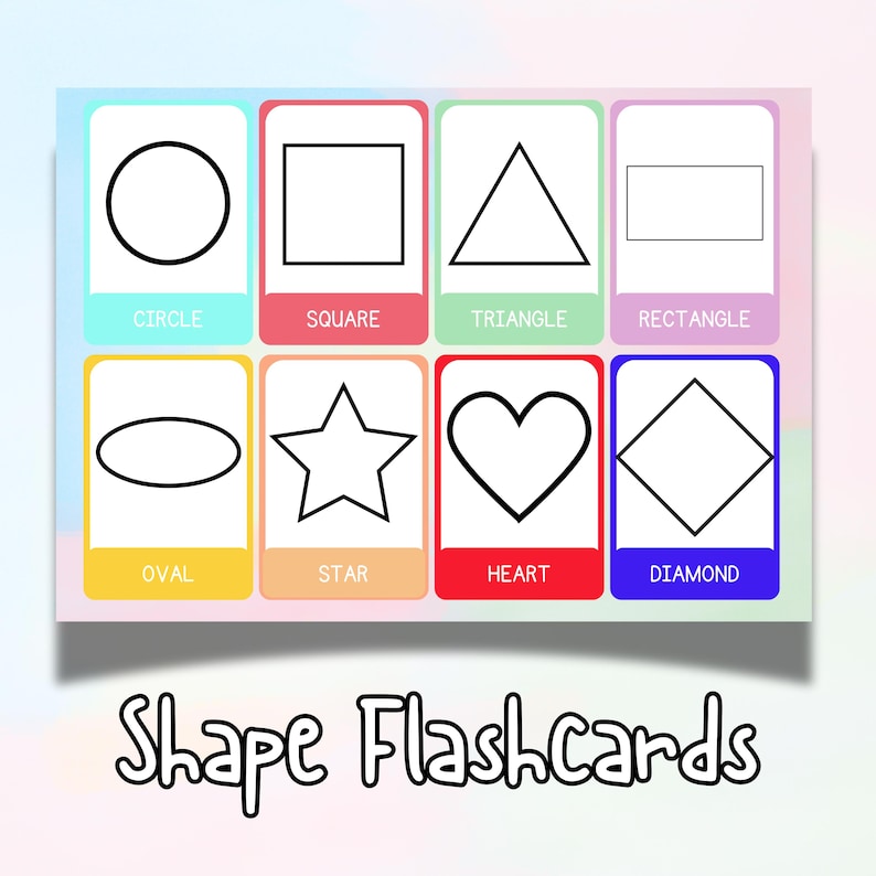 Shape Flashcards for Kids | A4 Printable Shapes Chart | Preschool ...