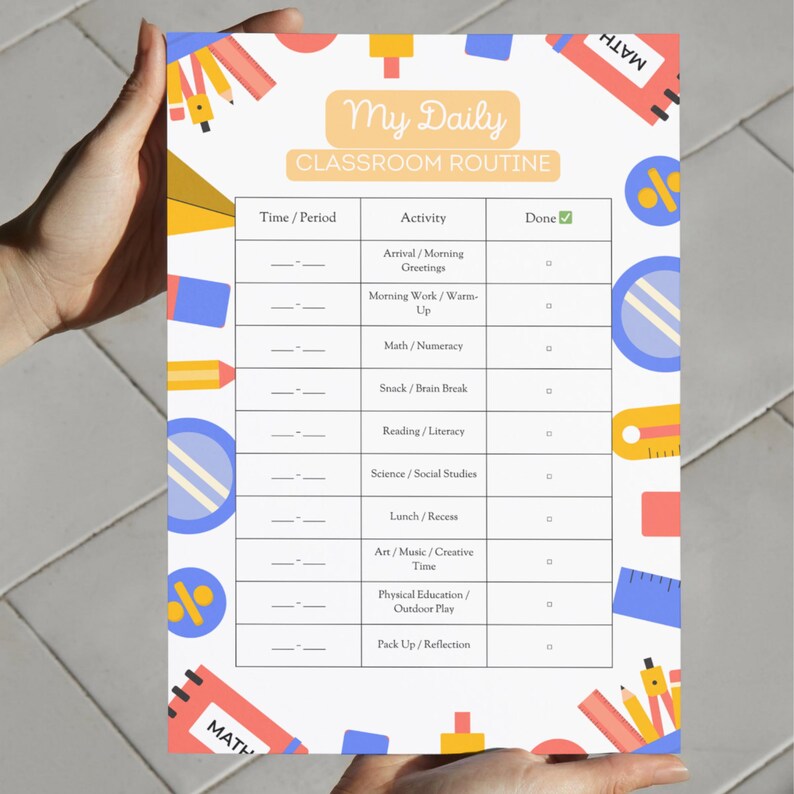 Classroom Routine Chart Printable | Flexible Daily Schedule A4 ...