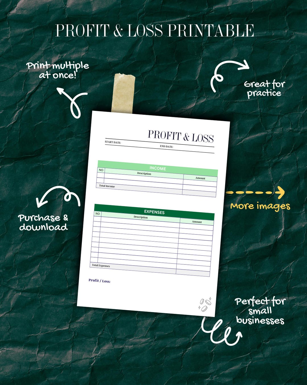 Profit and Loss Printable | Business Planner Sheet | Income and ...