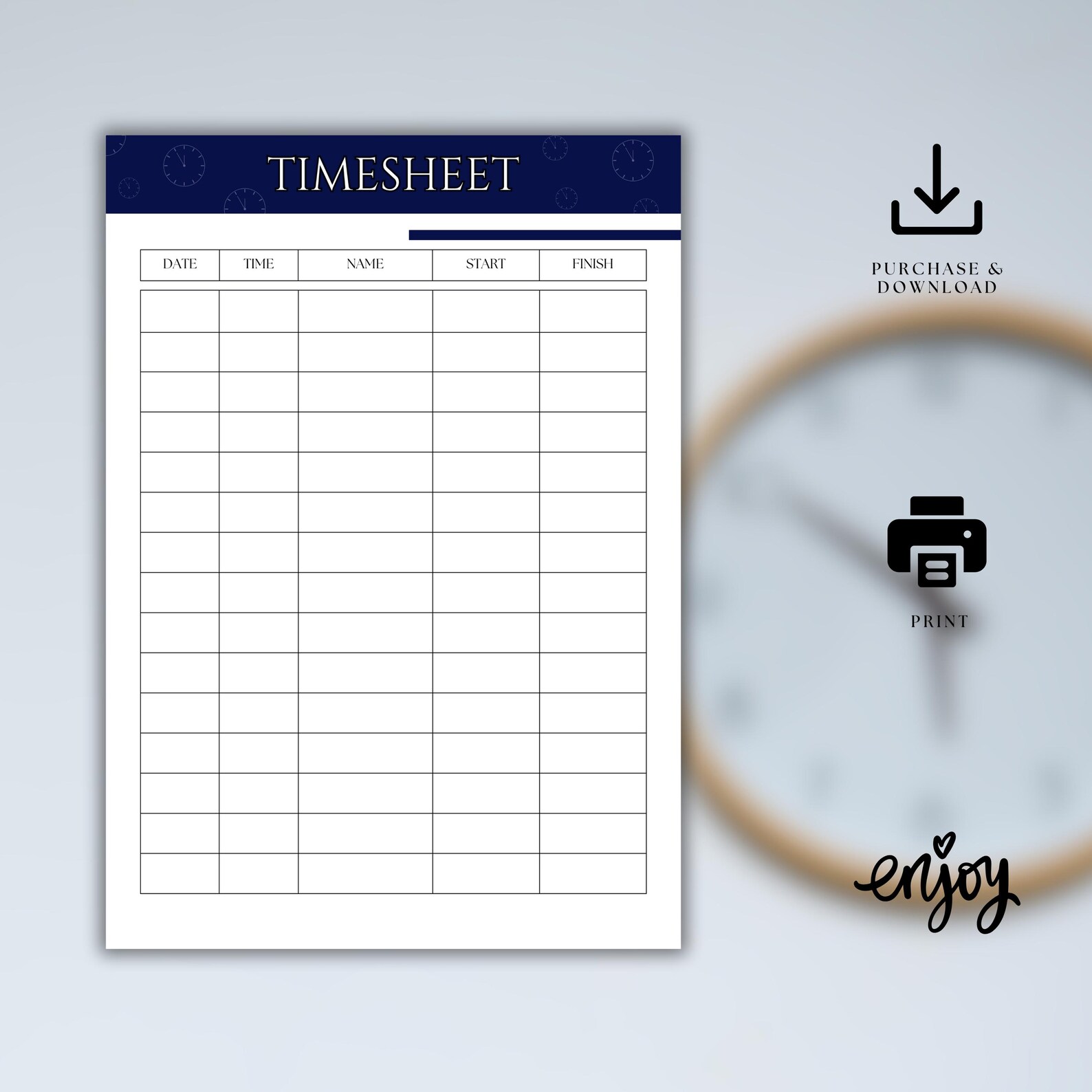 Printable Employee Timesheet: Work Hour Tracker (PDF) - Etsy