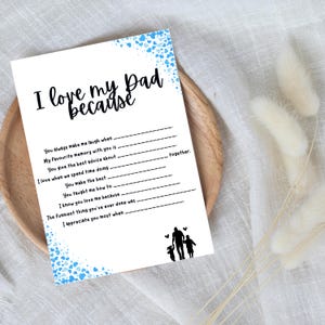 Father's Day Printable for Kids | I Love My Dad Worksheet | Father's ...