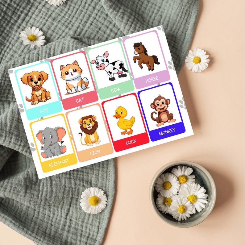Animal Flashcards Printable PDF | Preschool & Toddler Learning Cards ...