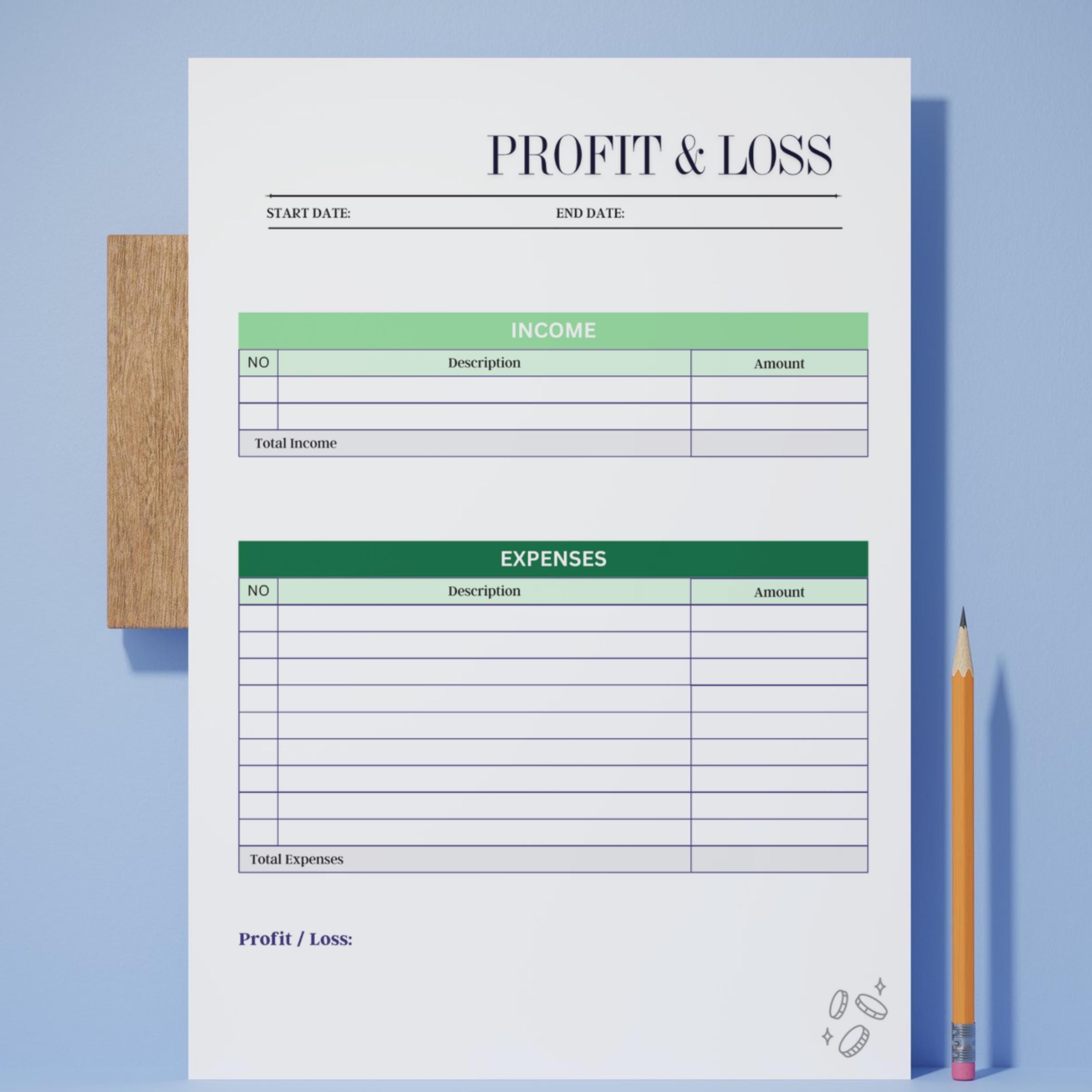 Profit and Loss Printable | Business Planner Sheet | Income and ...