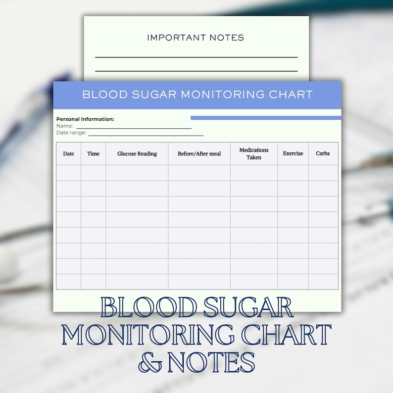 Blood Sugar Chart Printable, Diabetes Management Tool, Glucose Tracking ...