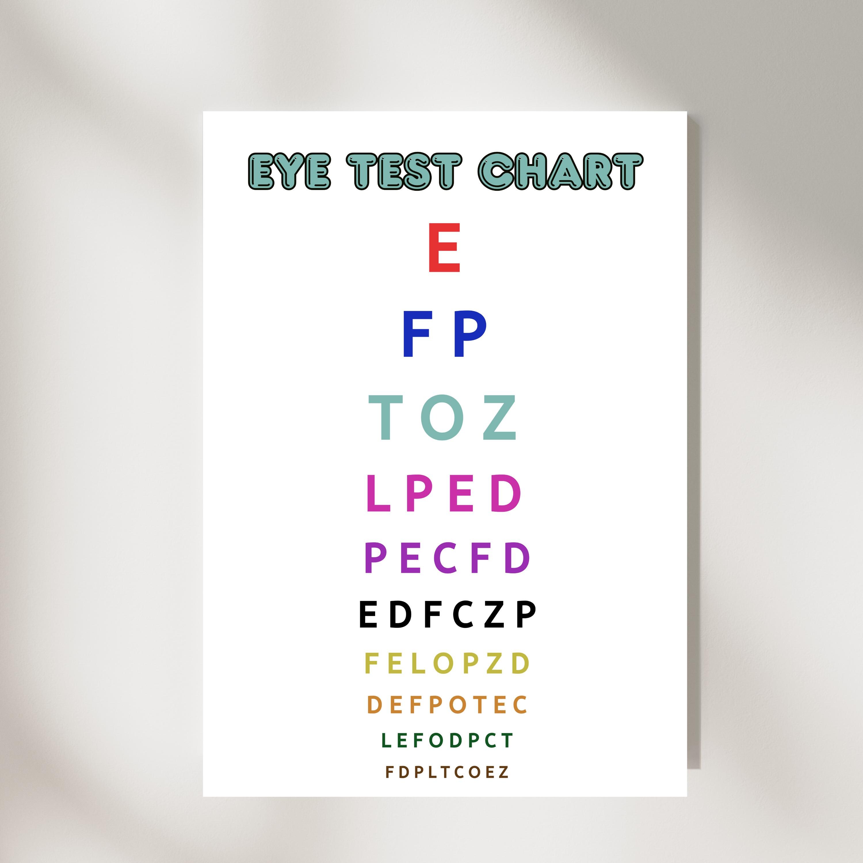 Printable Eye Chart PDF | Minimalist Vision Test Chart | Snellen Style ...