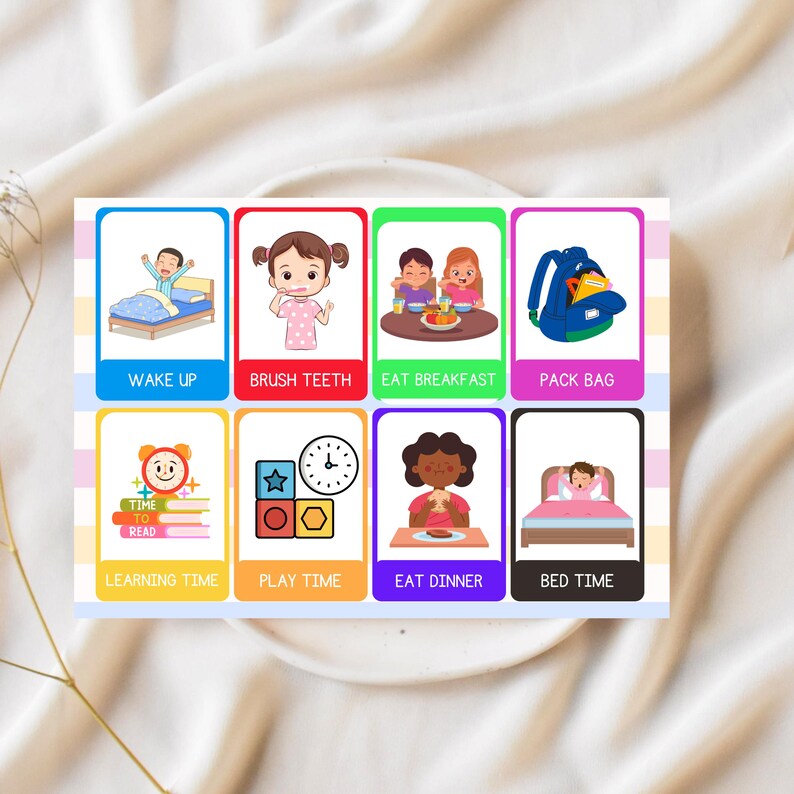Daily Routine Flashcards for Kids | Visual Schedule Printable | Toddler ...