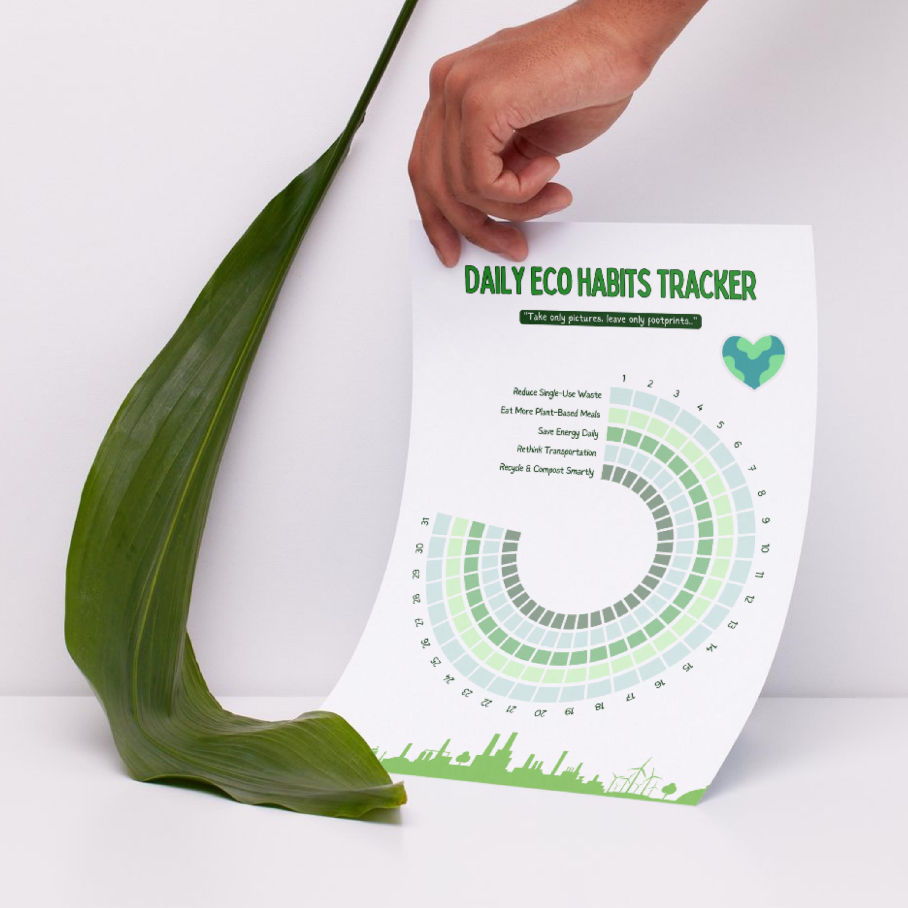 Daily Eco Habits Tracker Printable A4 • Minimalist Sustainability ...