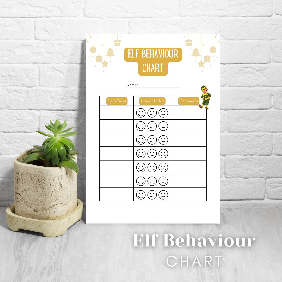 Elf Behaviour Chart Printable: Christmas Routine, Positive Habits ...