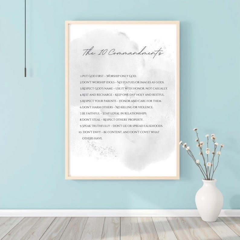 Ten Commandments, Ten Commandments Digital Art, Religious Printable ...