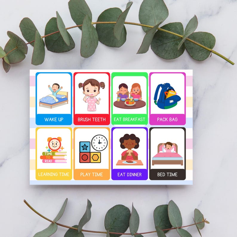 Daily Routine Flashcards for Kids | Visual Schedule Printable | Toddler ...