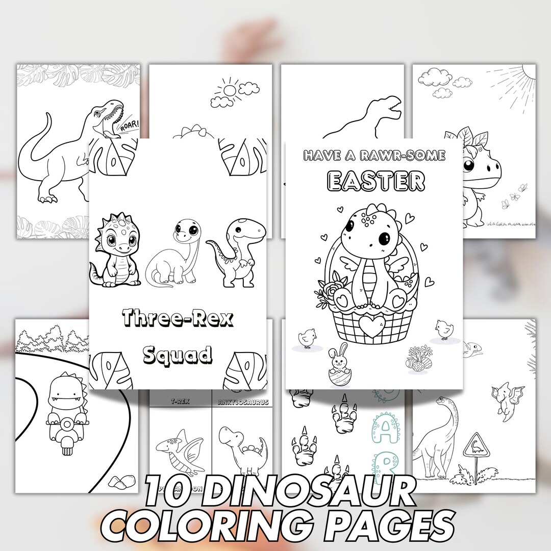 Dinosaur Coloring Pages PDF | 10 Printable Dino Coloring Sheets | Fun ...