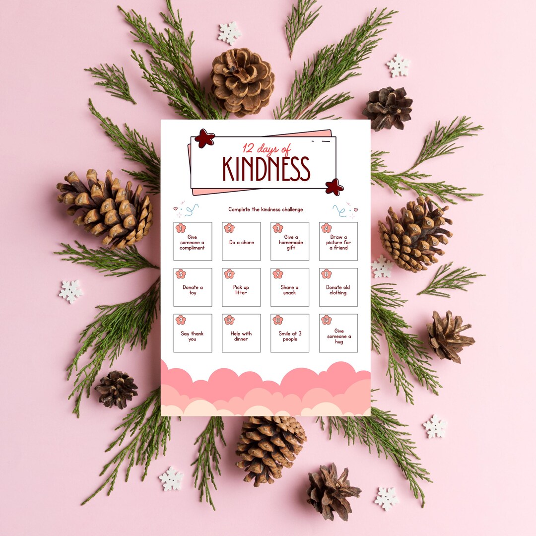 12 Days of Kindness Challenge for Kids Printable | Christmas Acts of ...