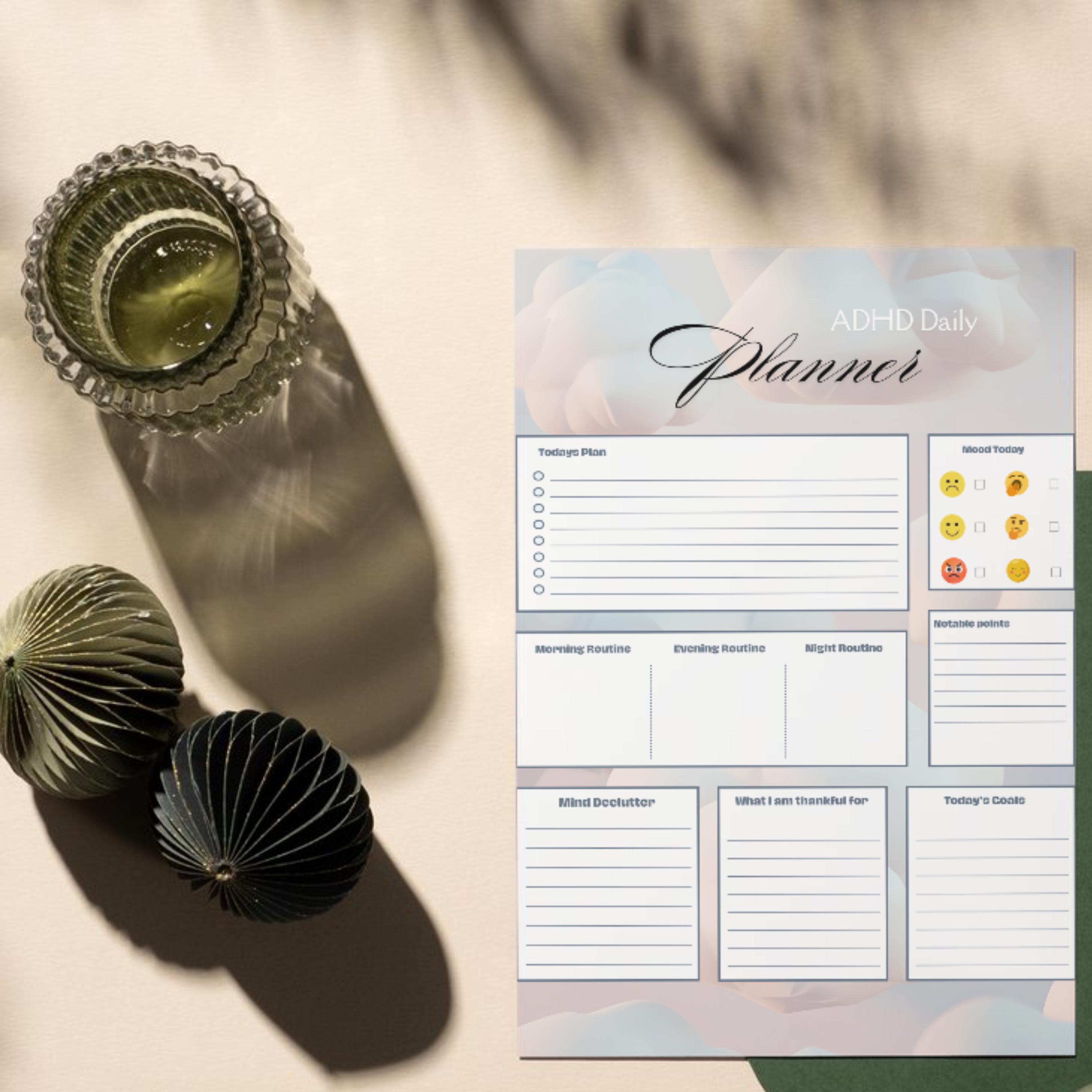 ADHD Daily Planner, Self Care Reminders, Mental Health Organizer ...