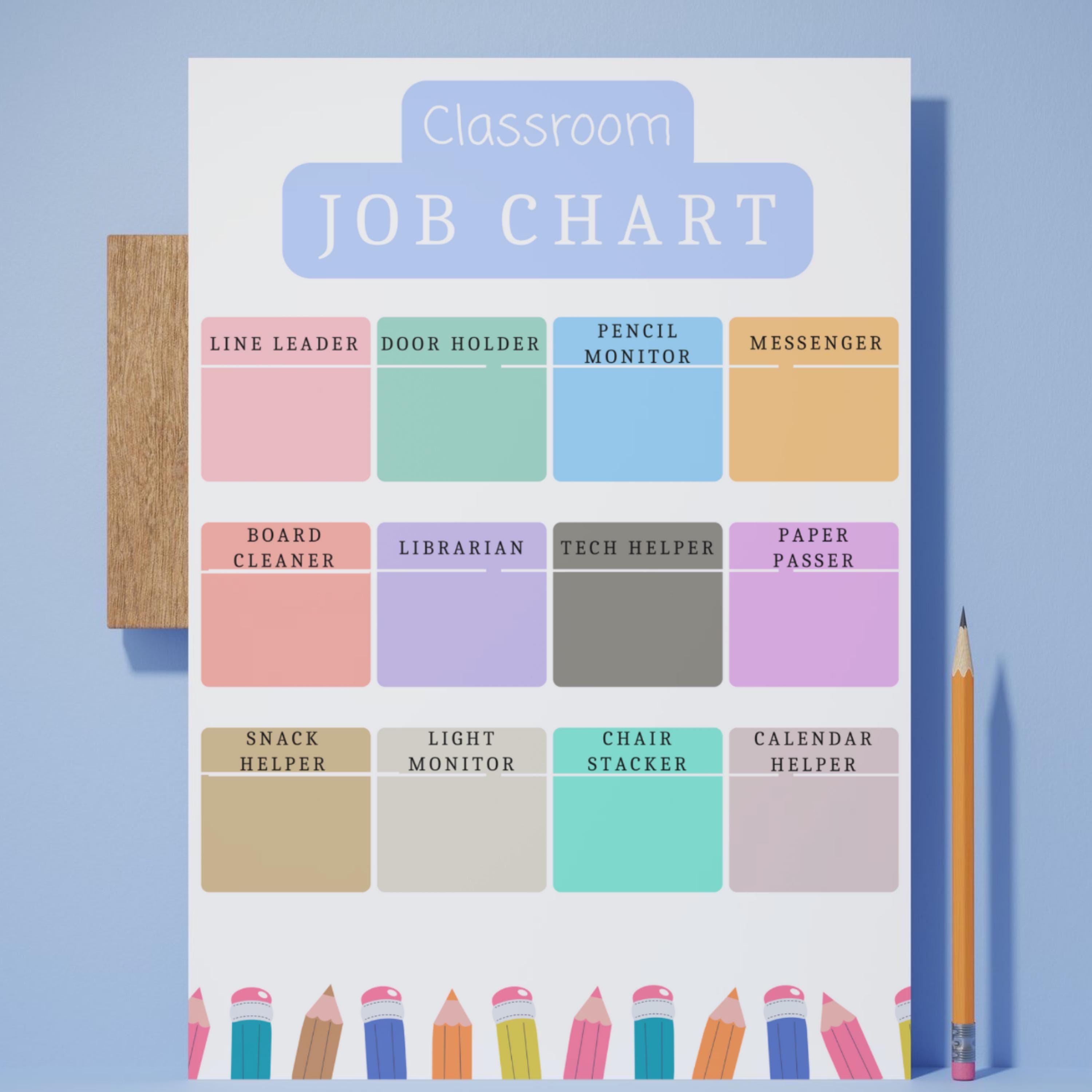 Classroom Job Chart Printable: Student Helper Poster, Back to School ...