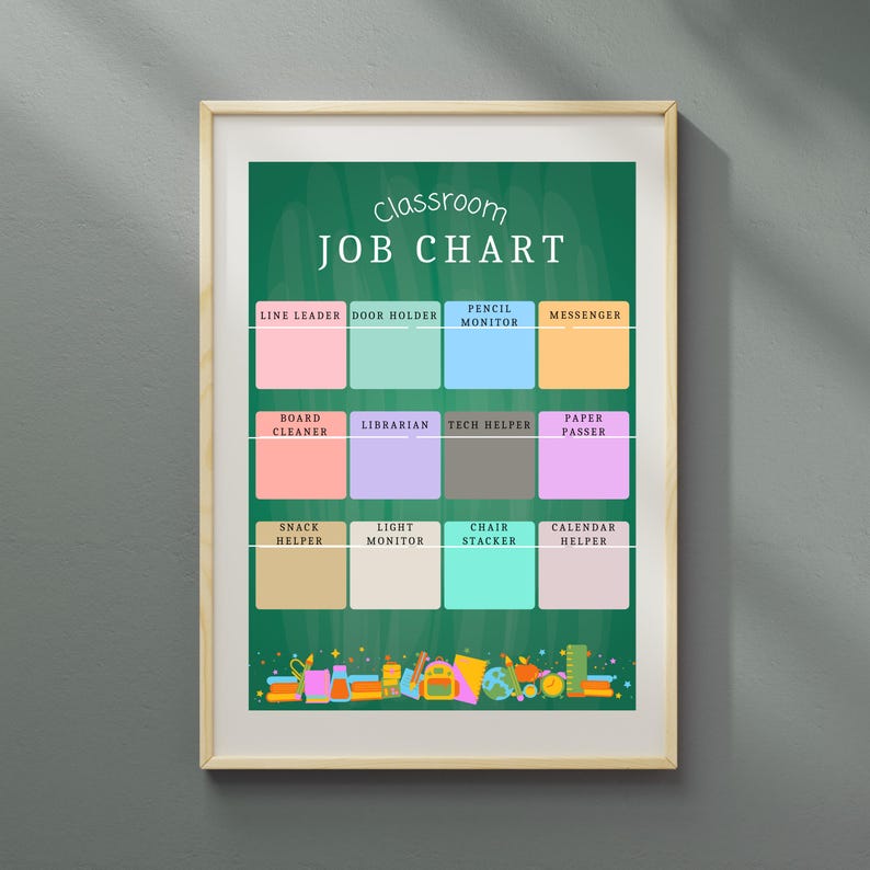 Editable Classroom Job Chart Printable: Teacher Helper, Homeschool (PDF ...