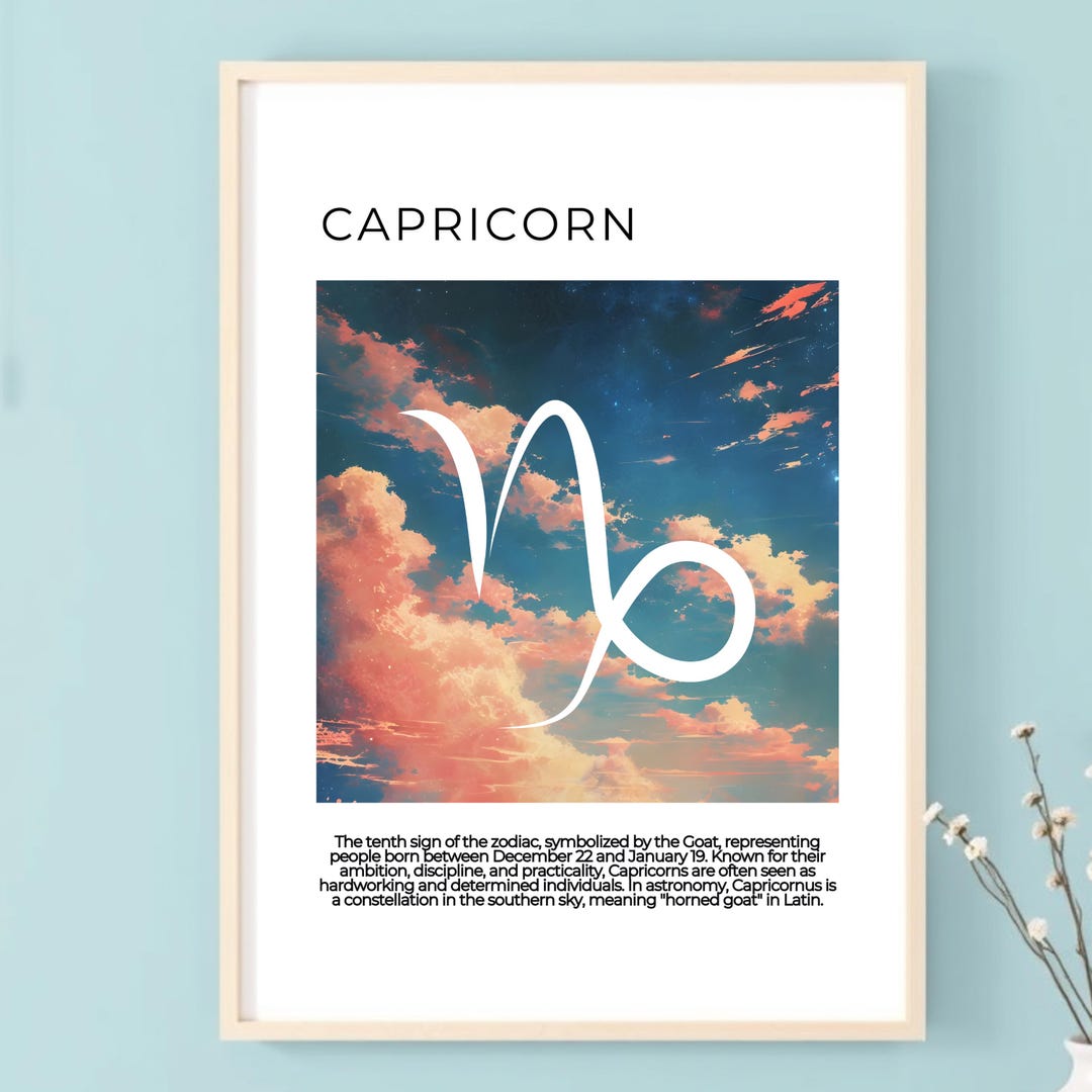 Capricorn Symbol Capricorn Symbol Wall Art Printable Astrology Decor ...