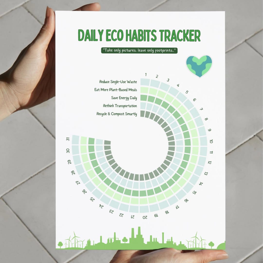Daily Eco Habits Tracker Printable A4 • Minimalist Sustainability ...