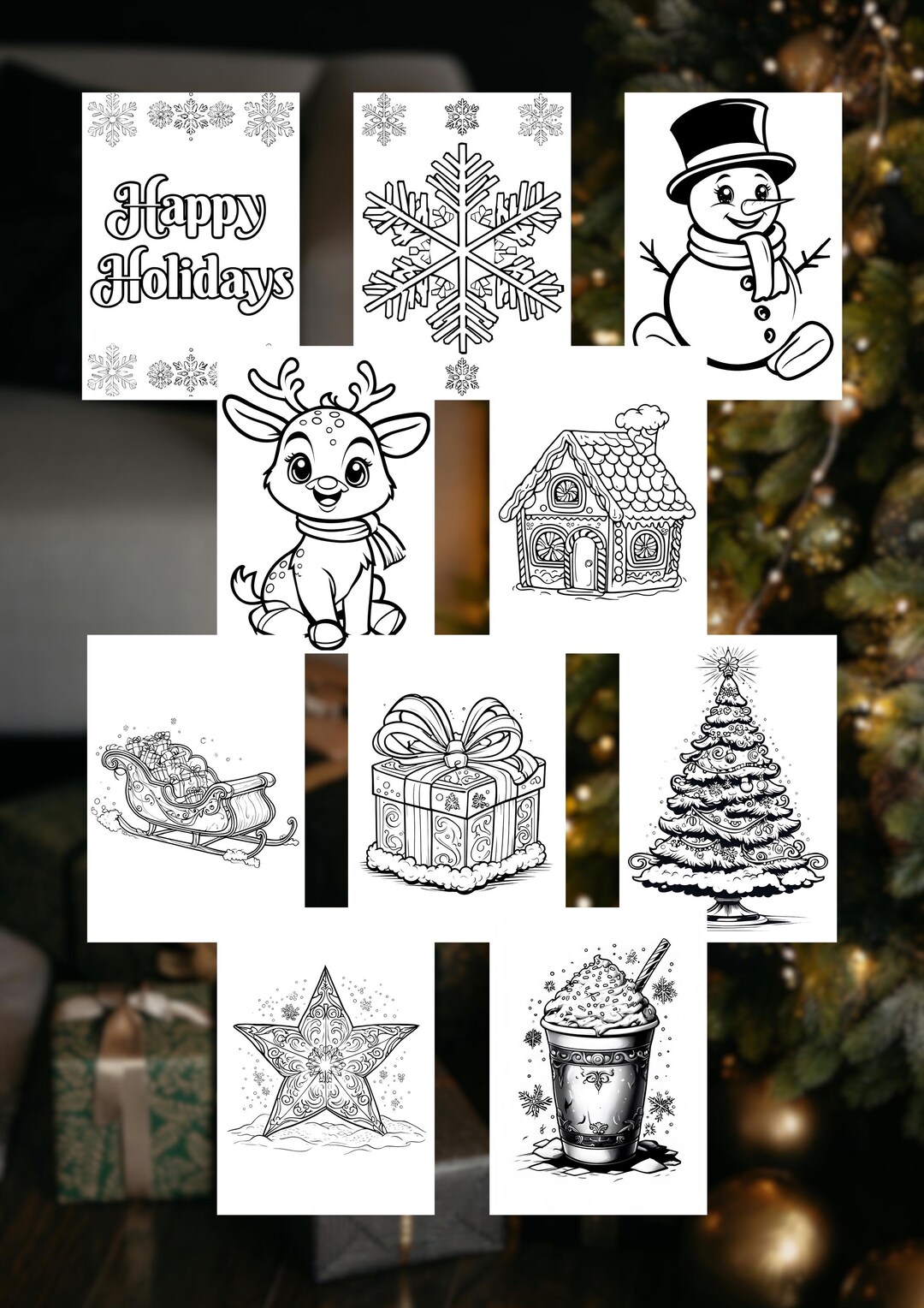 Xmas Coloring Pages Bundle | Winter Holiday Activity | Kids Coloring ...